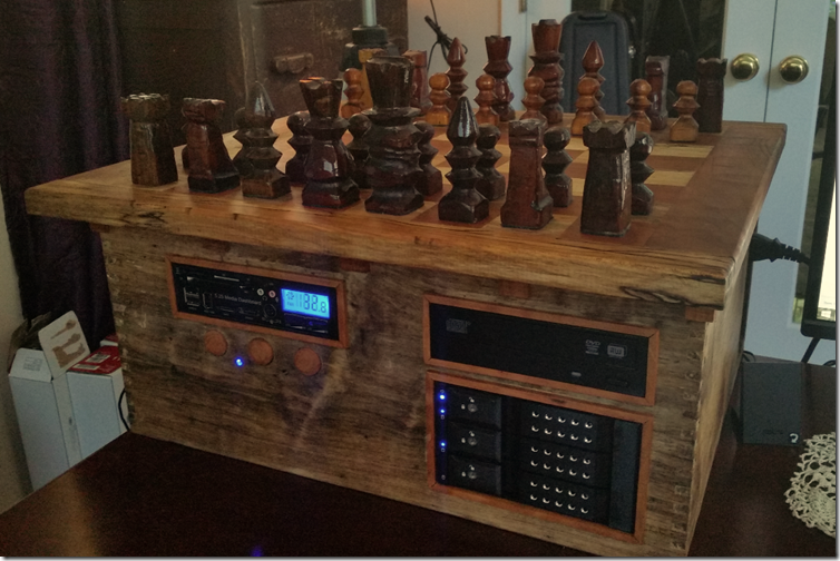 Wooden computer with wood chessboard integrated into top | Plan To Build